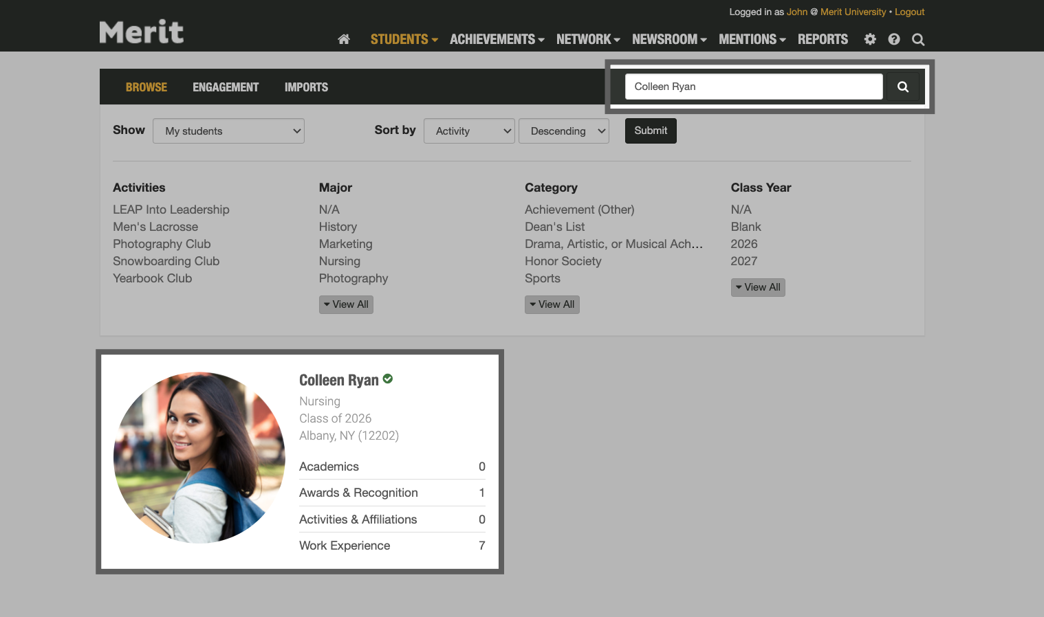 Browsing Students – Merit